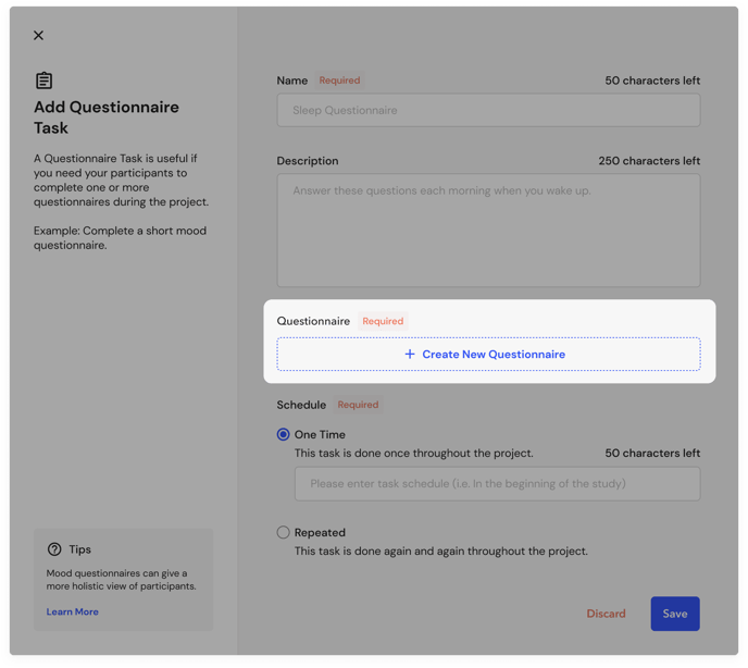 Create a Questionnaire